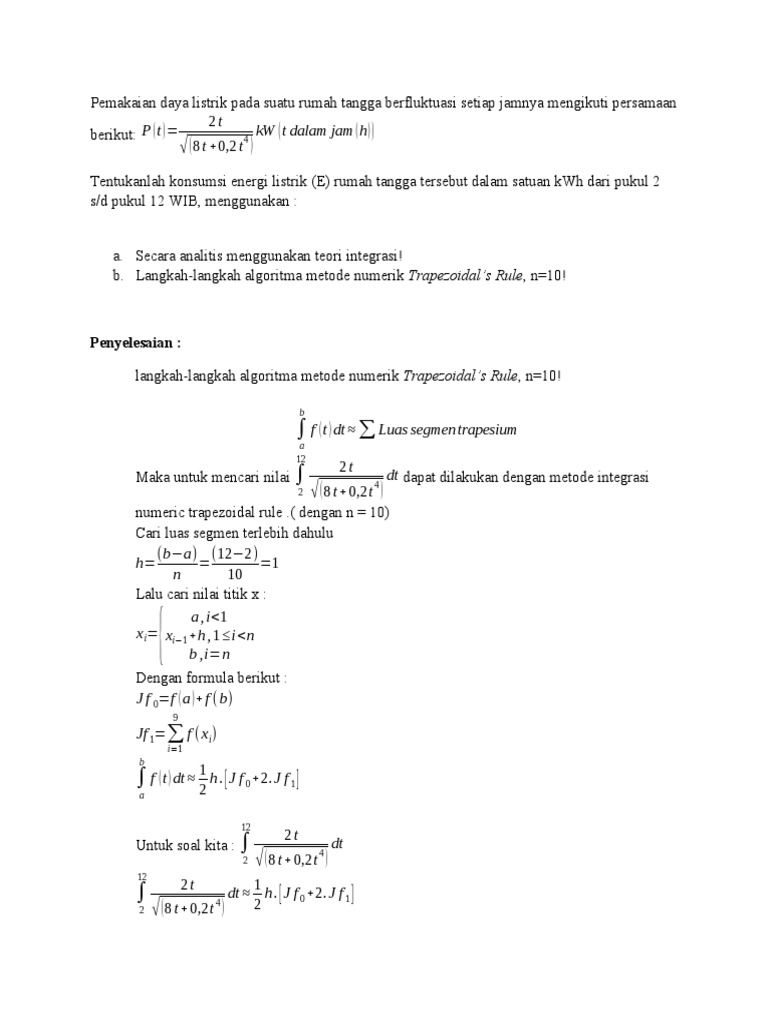 Studi Kasus Integral Trapezoidal | PDF | Metode & Bahan Ajar | Sains ...