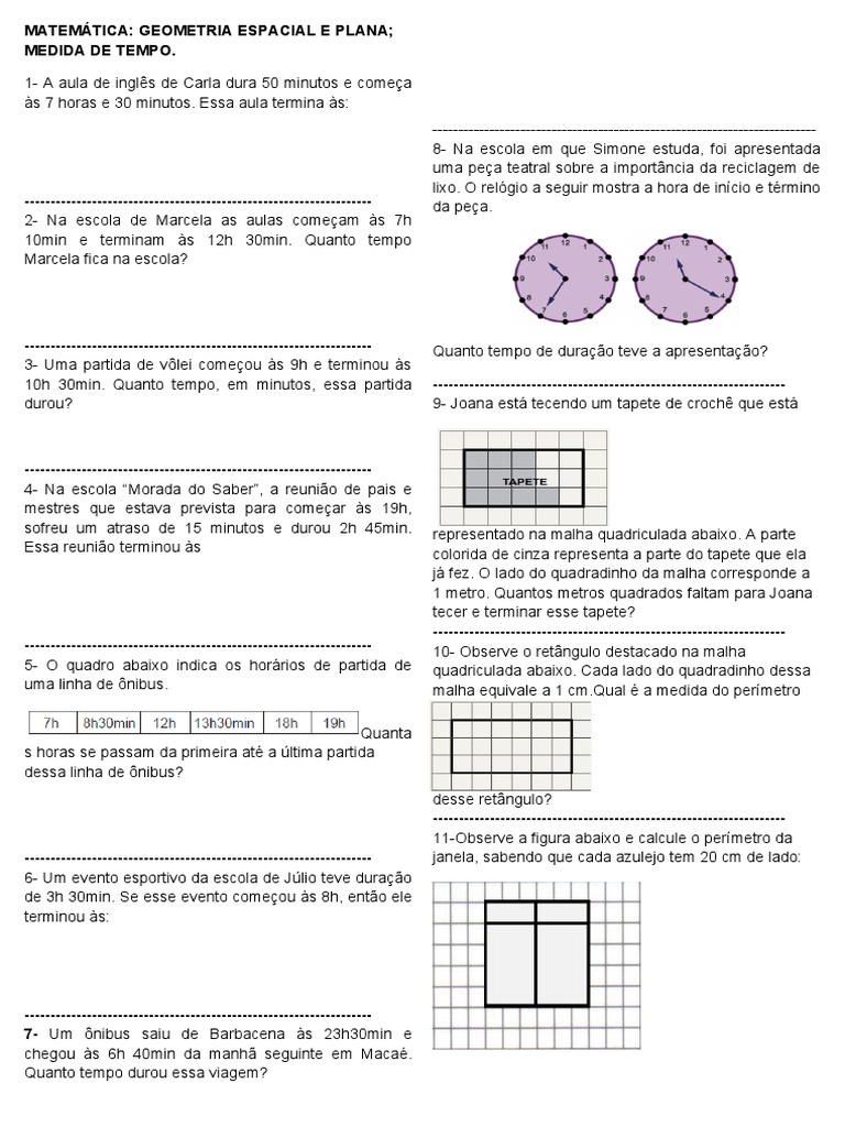 MATEMÁTICA | Download grátis PDF | Tempo
