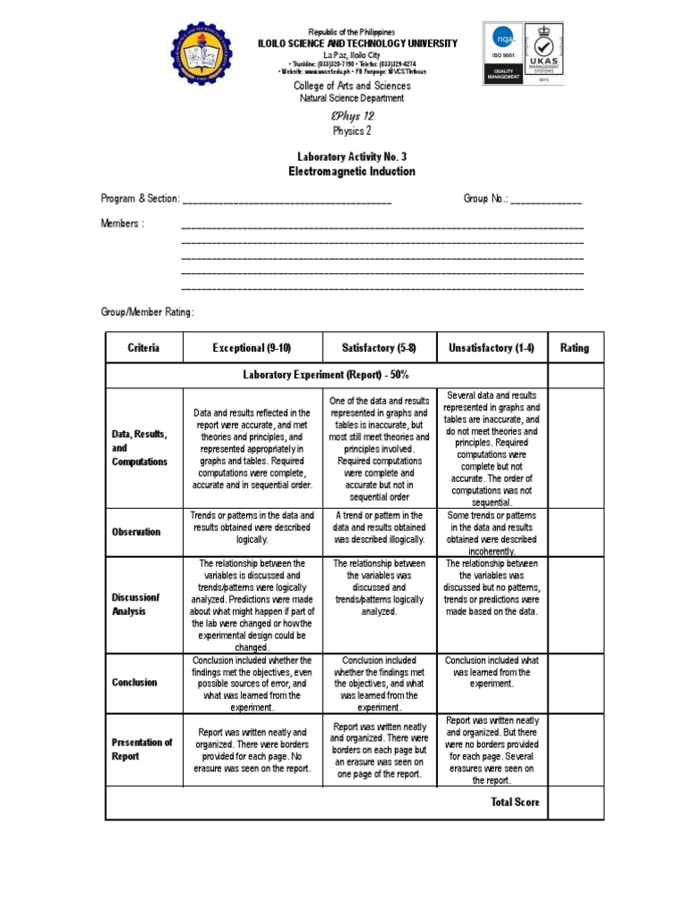 EPHYS 12 Lab 3 Procedure | PDF | Electromagnetic Induction | Experiment