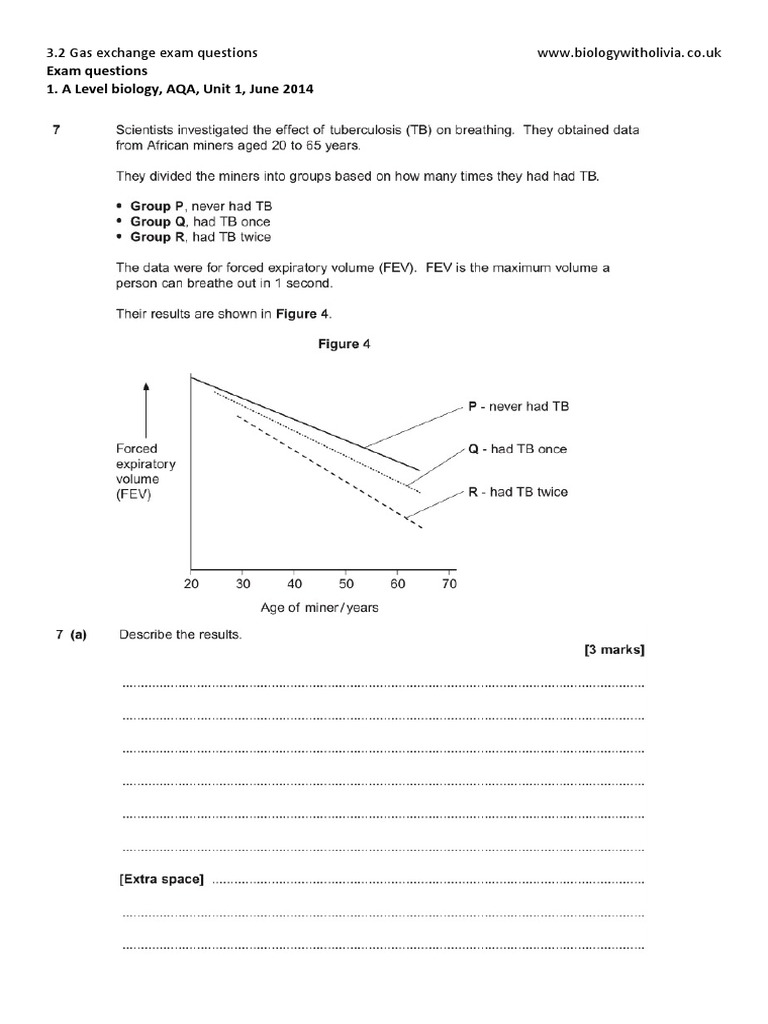 AQA A Level Gas Exchange Questions | PDF | Qualifications | Student ...