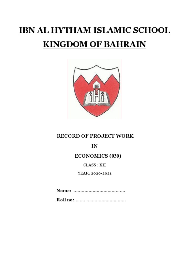 ECONOMICS Project - Front Page | PDF