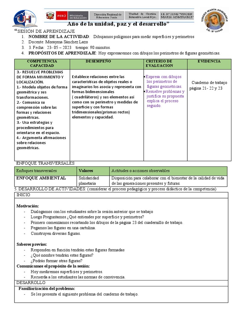 Medimos Superficies y Perímetros 23 - 05 - 2023 Matemática | PDF ...