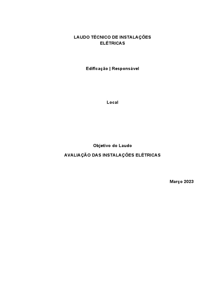 LAUDO TÉCNICO DE SPDA - MODELO | PDF | Avaliação de risco | Construção LAUDO TÉCNICO DE SPDA - MODELO | PDF | Avaliação de risco | Construção
