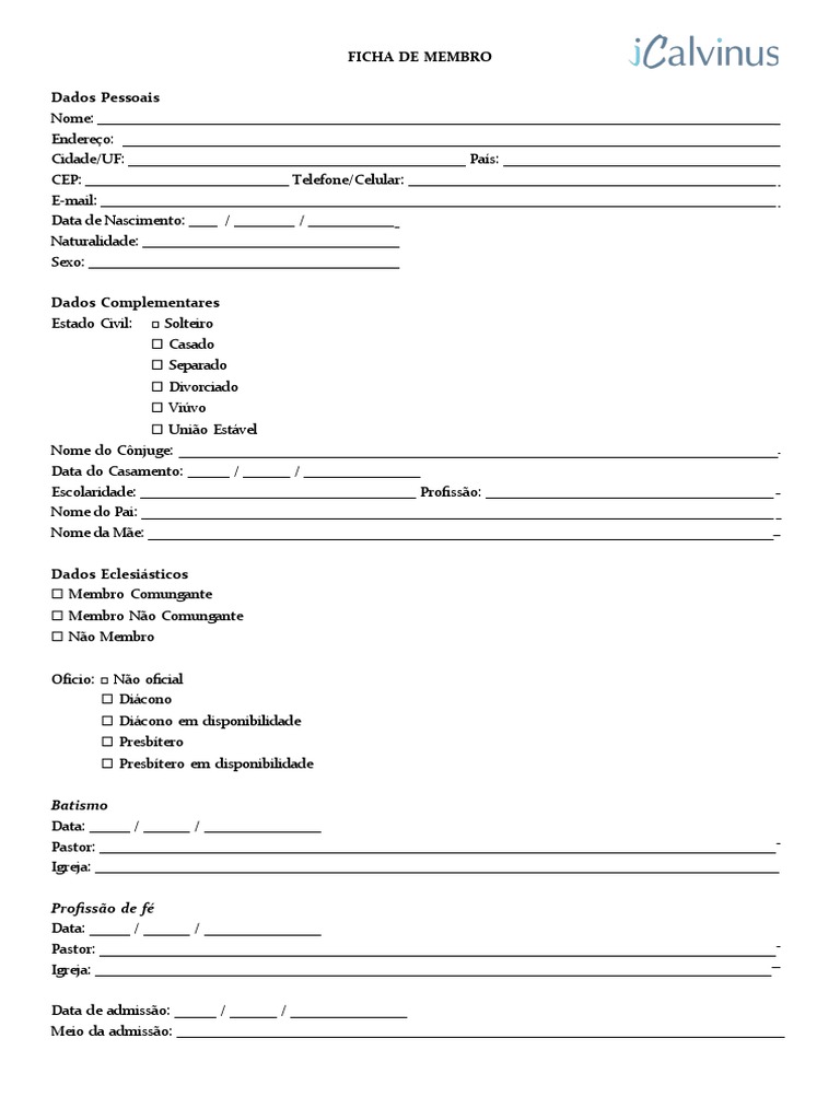 Ficha de Membros | PDF