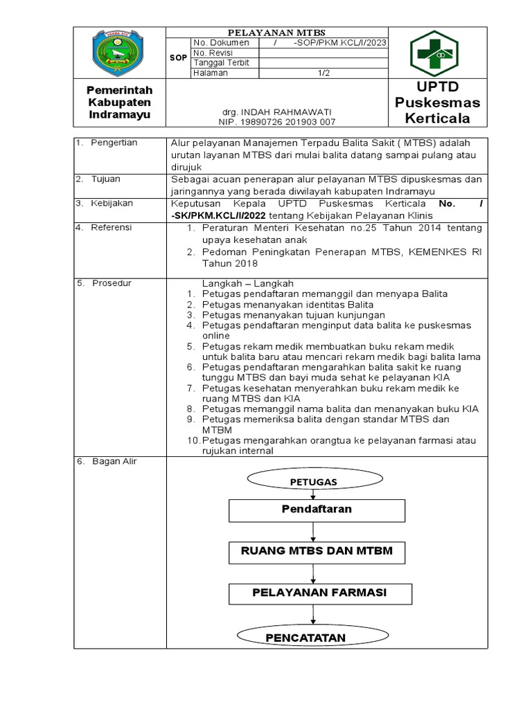 7.10.1.1 Sop Pelayanan MTBS | PDF