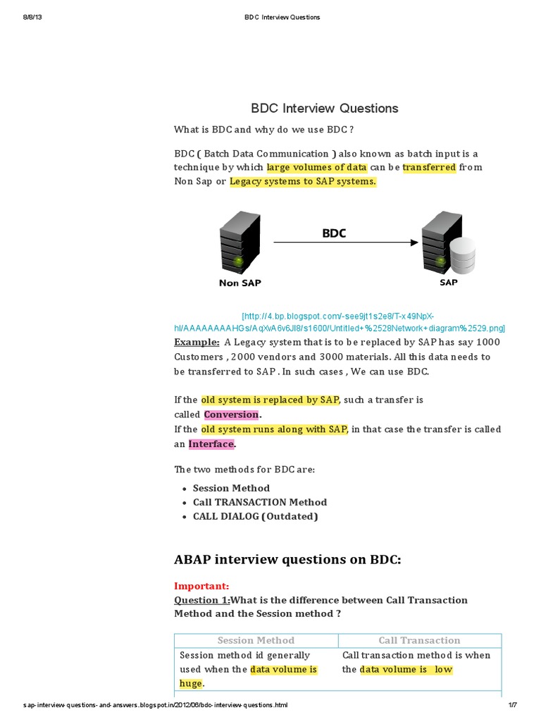 SAP ABAP BDC Interview Questions | PDF