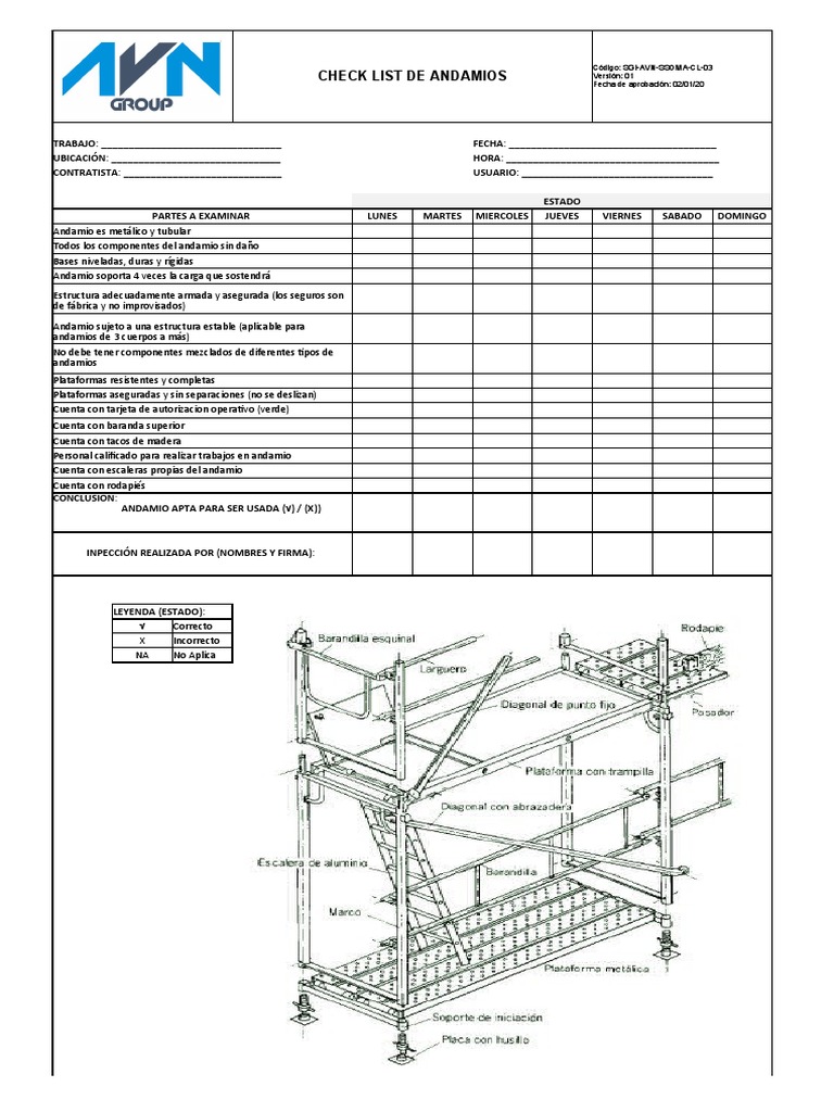 Sgi-Avn-Ssoma-Cl-03 Check List Andamios | PDF Sgi-Avn-Ssoma-Cl-03 Check List Andamios | PDF