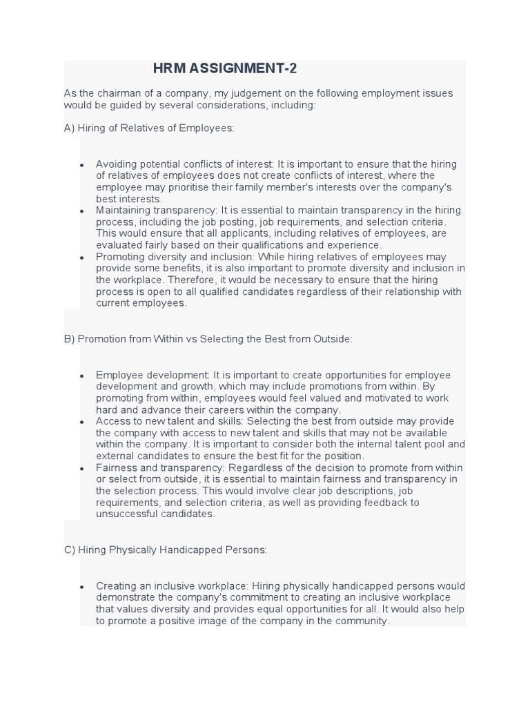 HRM Assignment 2 Ar | PDF | Employment | Diversity (Business)