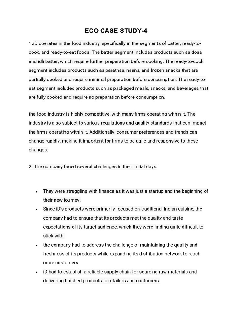 Eco Case Study 4 | PDF | Food Industry | Brand