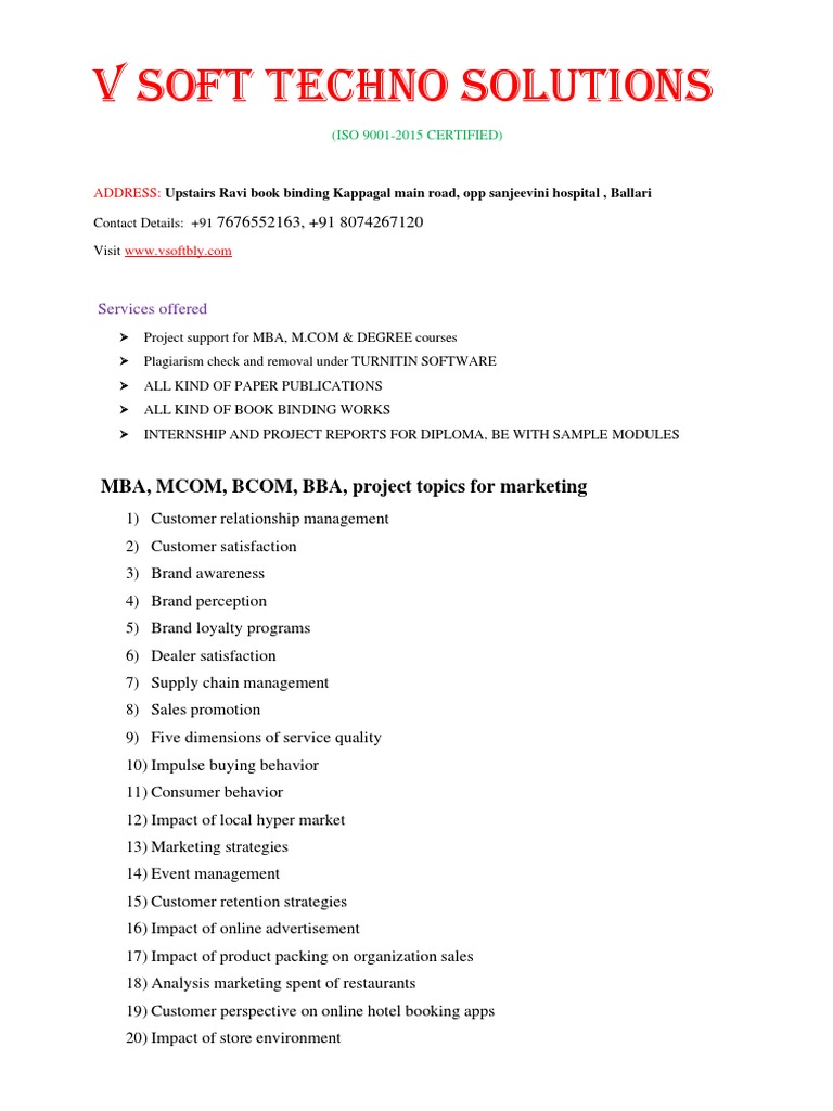 Mba Project Titles 1-1-5 | Download Free PDF | Human Resource ...