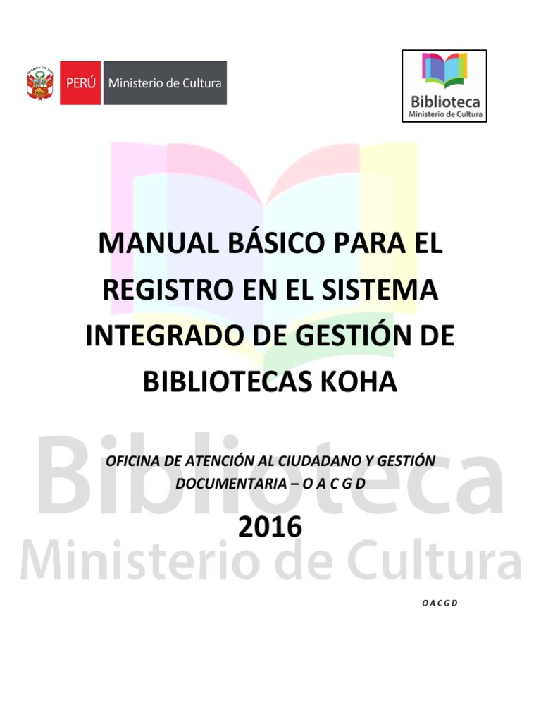 Manual Básico Para El Registro Koha Descargar Gratis Pdf Libros