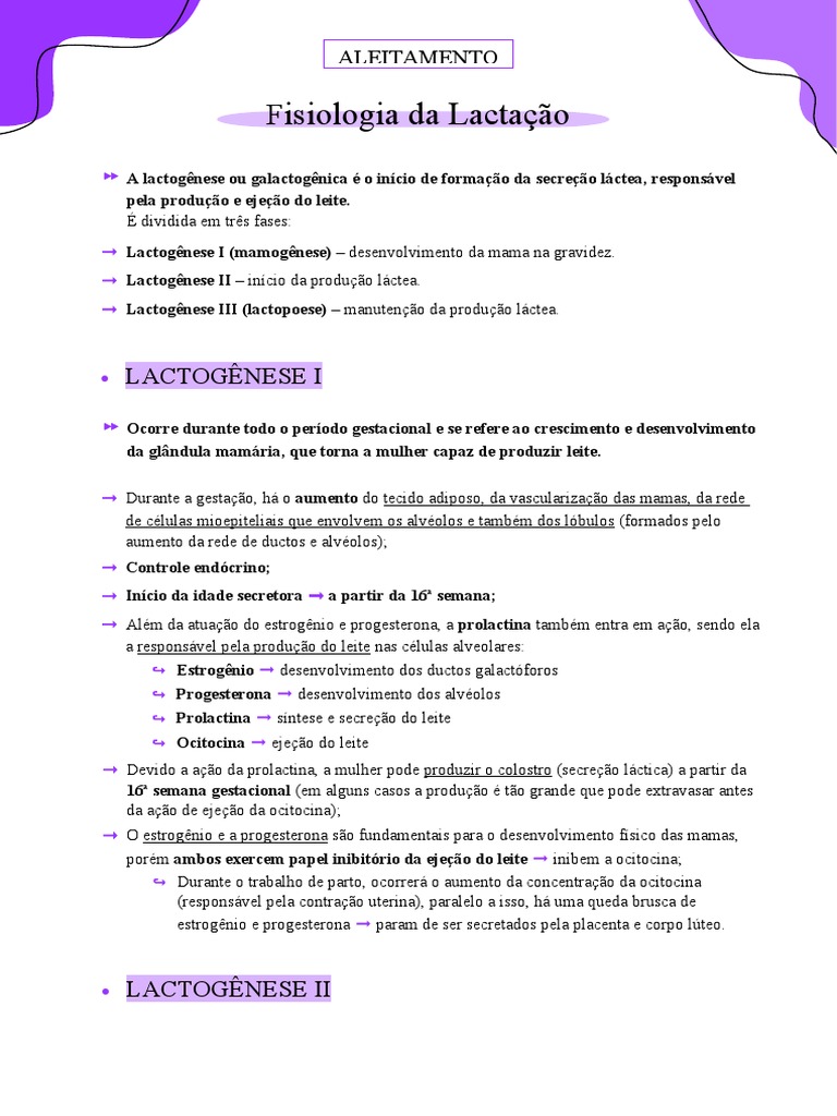 Fases da Lactação e Aleitamento Materno | PDF | Seio | Órgão (anatomia)