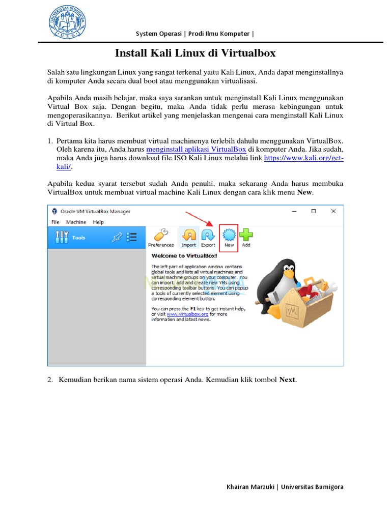 Cara Install Kali Linux Di Virtualbox | PDF