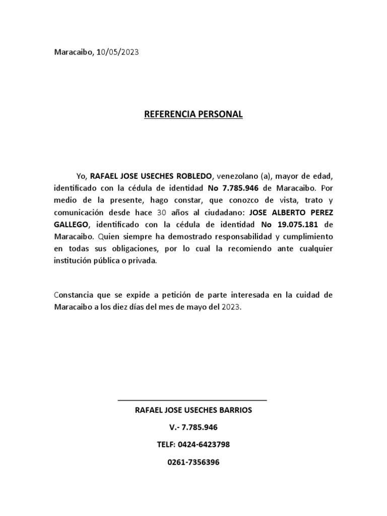 Referencia Personal | PDF