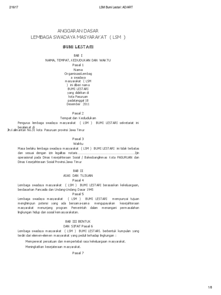 Lsm Bumi Lestari Ad Art | PDF