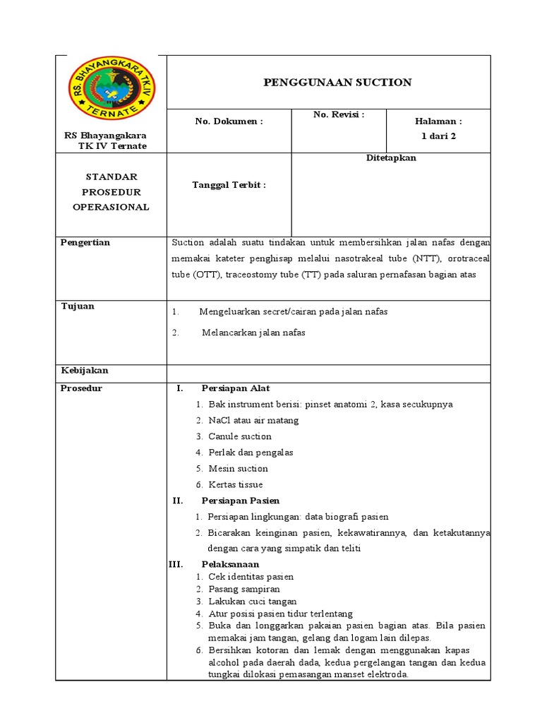 Sop Suction | PDF | Pengembangan Diri