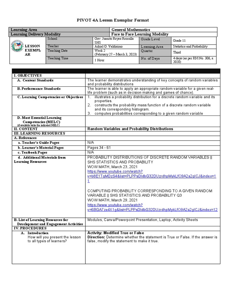 Stat&Prob Q3 E2 | PDF | Probability Distribution | Learning