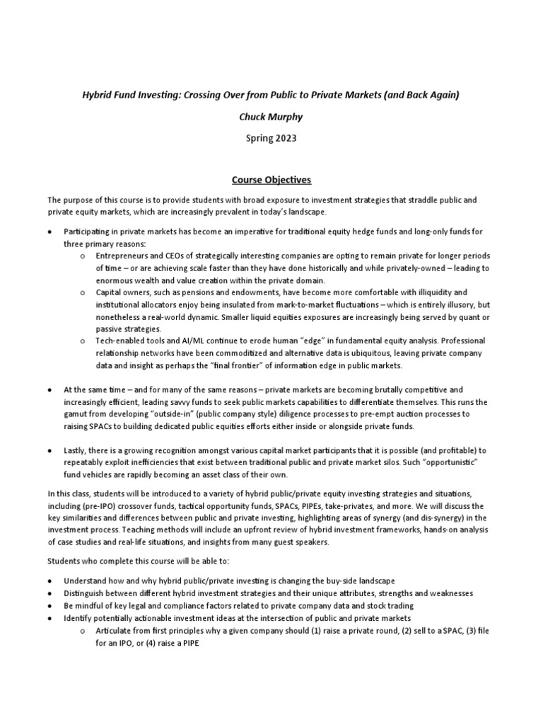 Hybrid Syllabus | PDF | Valuation (Finance) | Market (Economics)