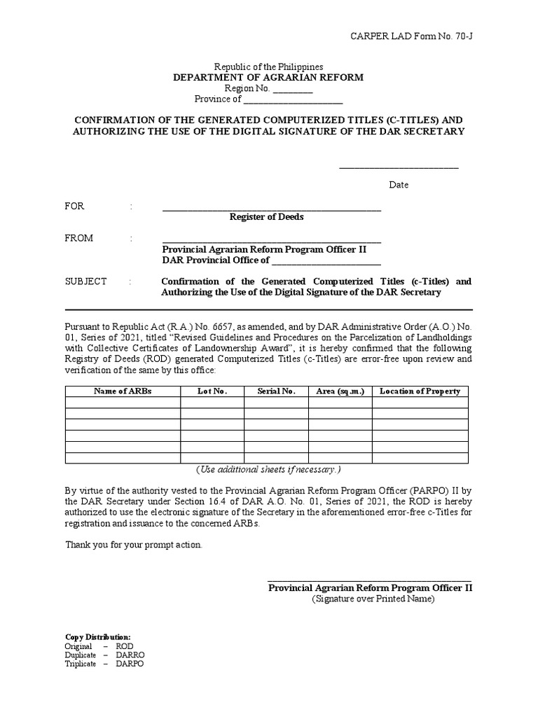 CARPER LAD FormNo.70 J | PDF | Authentication | Privacy