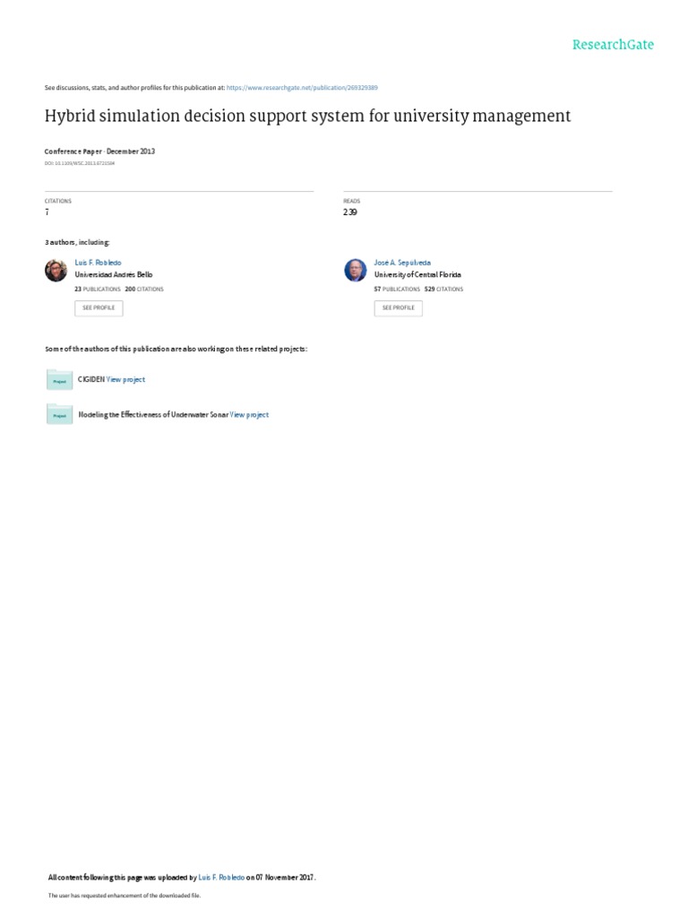 Hybrid Simulation Decision Support System For University Management | PDF | Simulation | Prediction