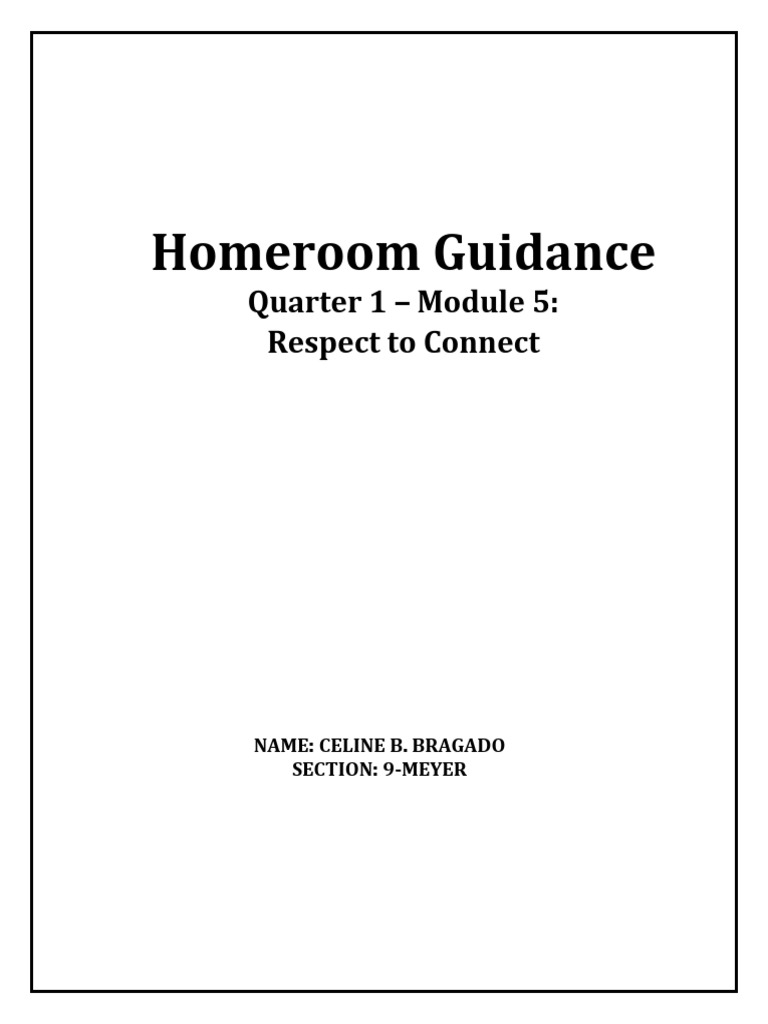 Homeroom Guidance: Quarter 1 - Module 5: Respect To Connect | PDF