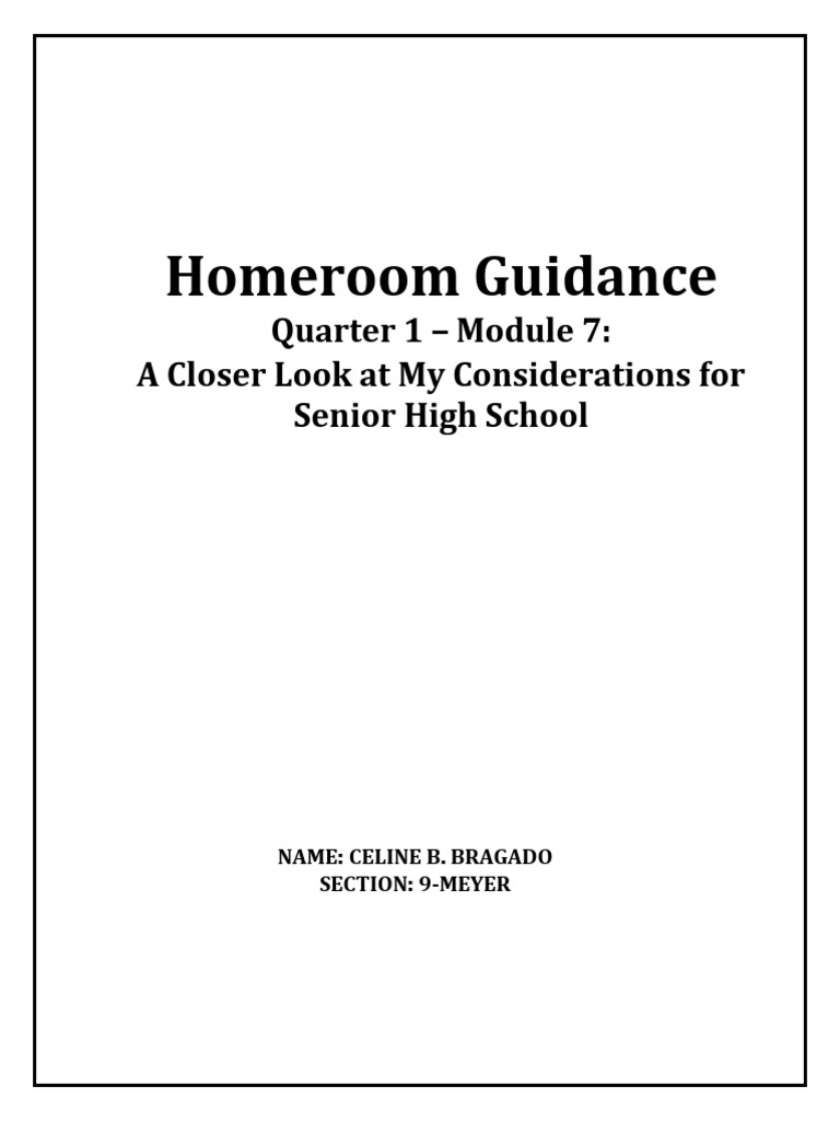 Homeroom Guidance: Quarter 1 - Module 7: A Closer Look at My ...