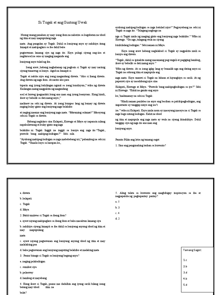 Si Togak at Ang Gintong Uwak | PDF