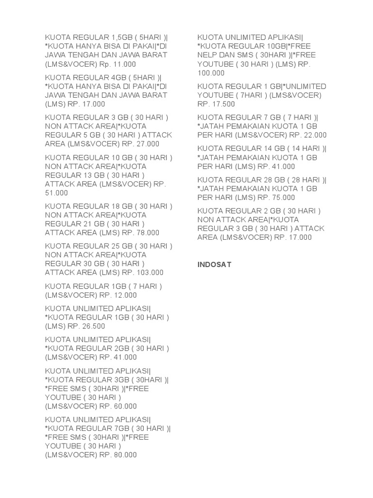 Kuota Regular 1 | PDF