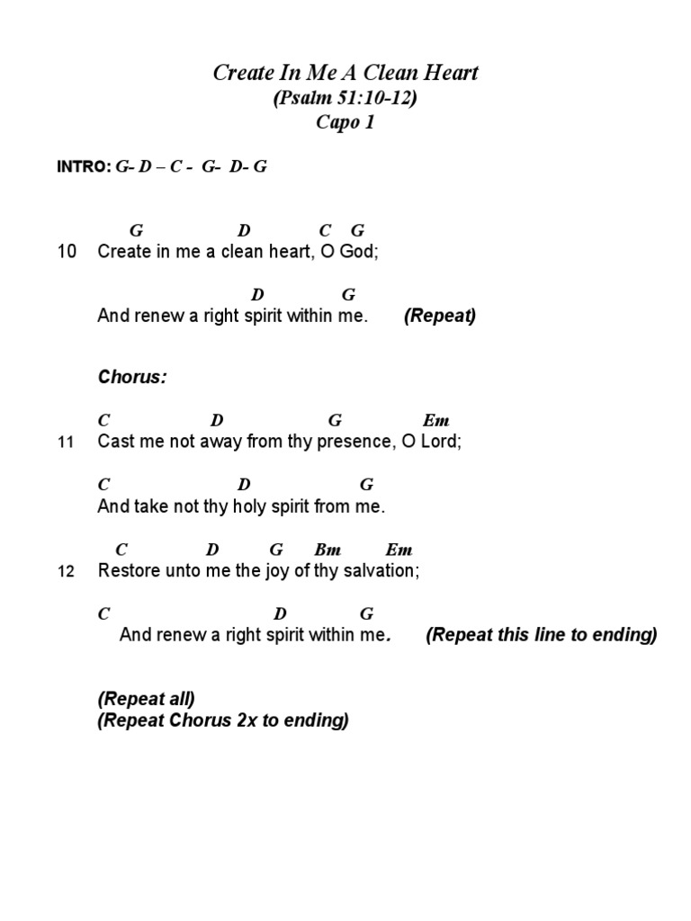Create in Me A Clean Heart | PDF