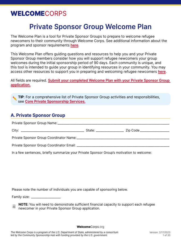 Welcome Plan Welcome Corps | PDF | Cost Of Living | Refugee
