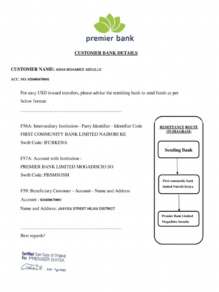 Premier Bank International Account10 | PDF