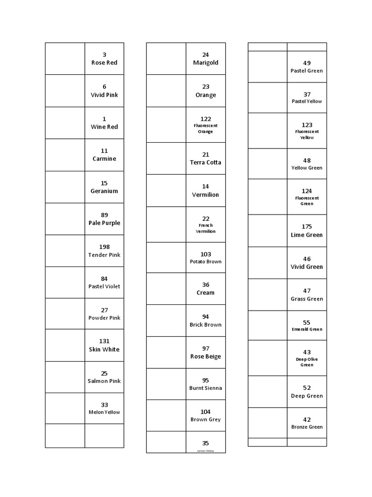 Touch Marker Color Chart PDF | PDF