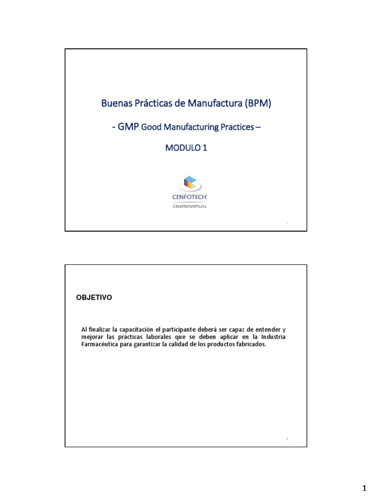 BUENAS PRACTICAS DE MANUFACTURA Modulo 1 | PDF | Calidad (comercial) | Auditoría
