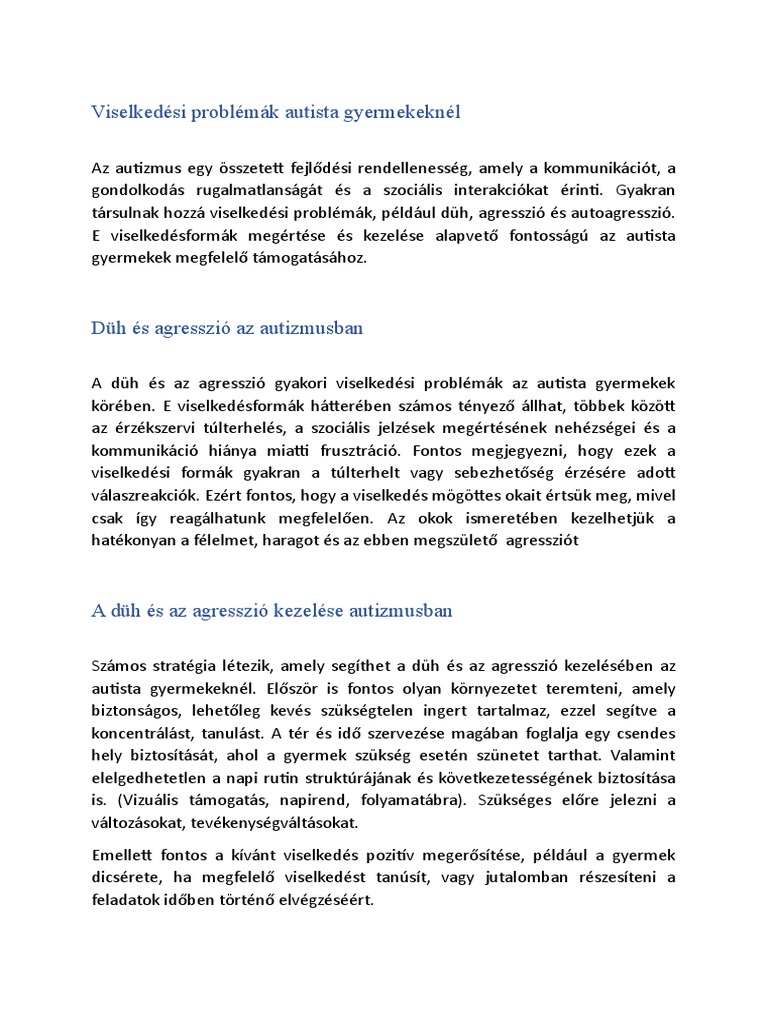 Agresszió Az Autizmusban | PDF