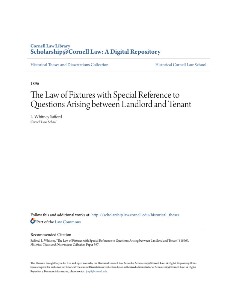 Law of Fixtures: Landlord-Tenant Issues | PDF | Lease | Justice