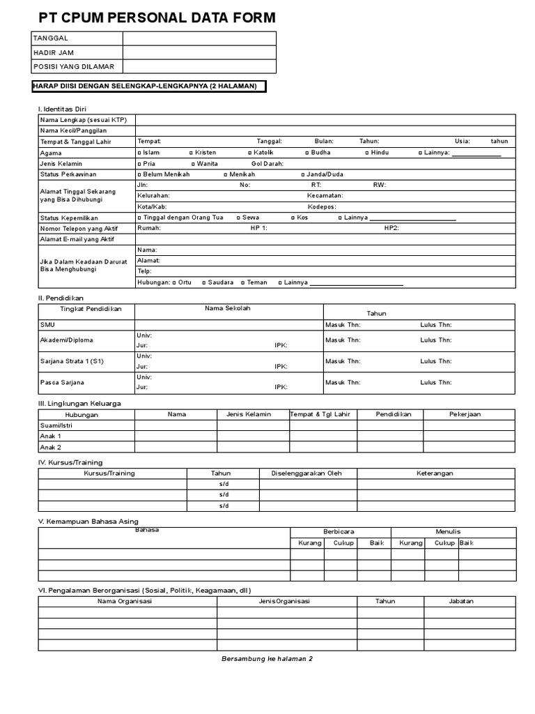 CANDIDATE Personal Data Form | PDF