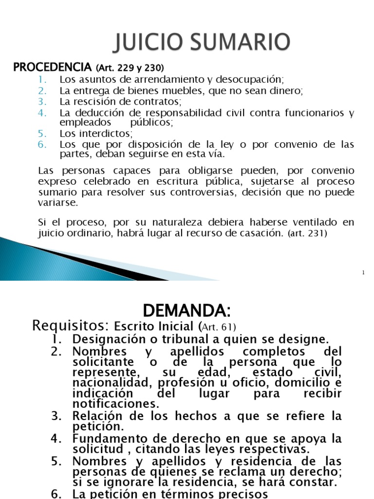 Juicio Sumario | PDF | Demanda judicial | Sentencia (ley)