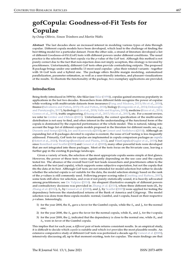 RJ 2021 060 | PDF | Bootstrapping (Statistics) | P Value