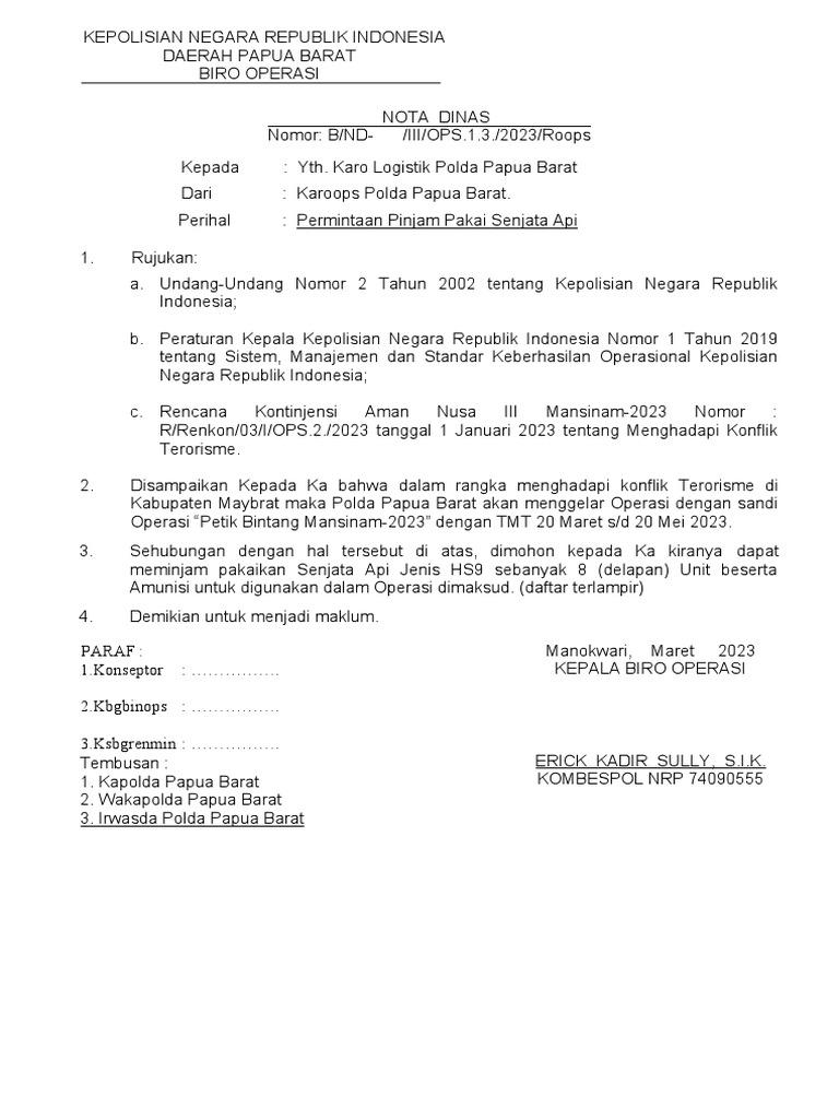 ND Pinjam Pakai Senpi | PDF