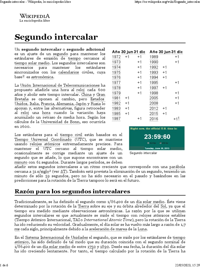 Segundo Intercalar: Razón para Los Segundos Intercalares | PDF ...