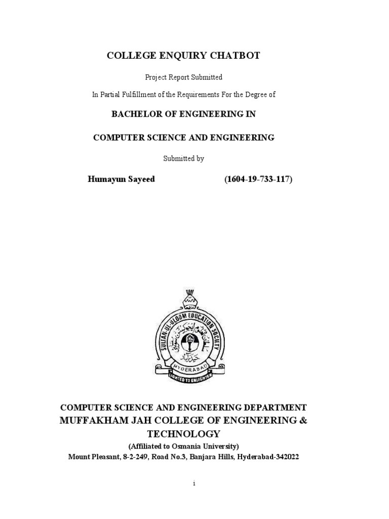 College Enquiry Chatbot Report | PDF