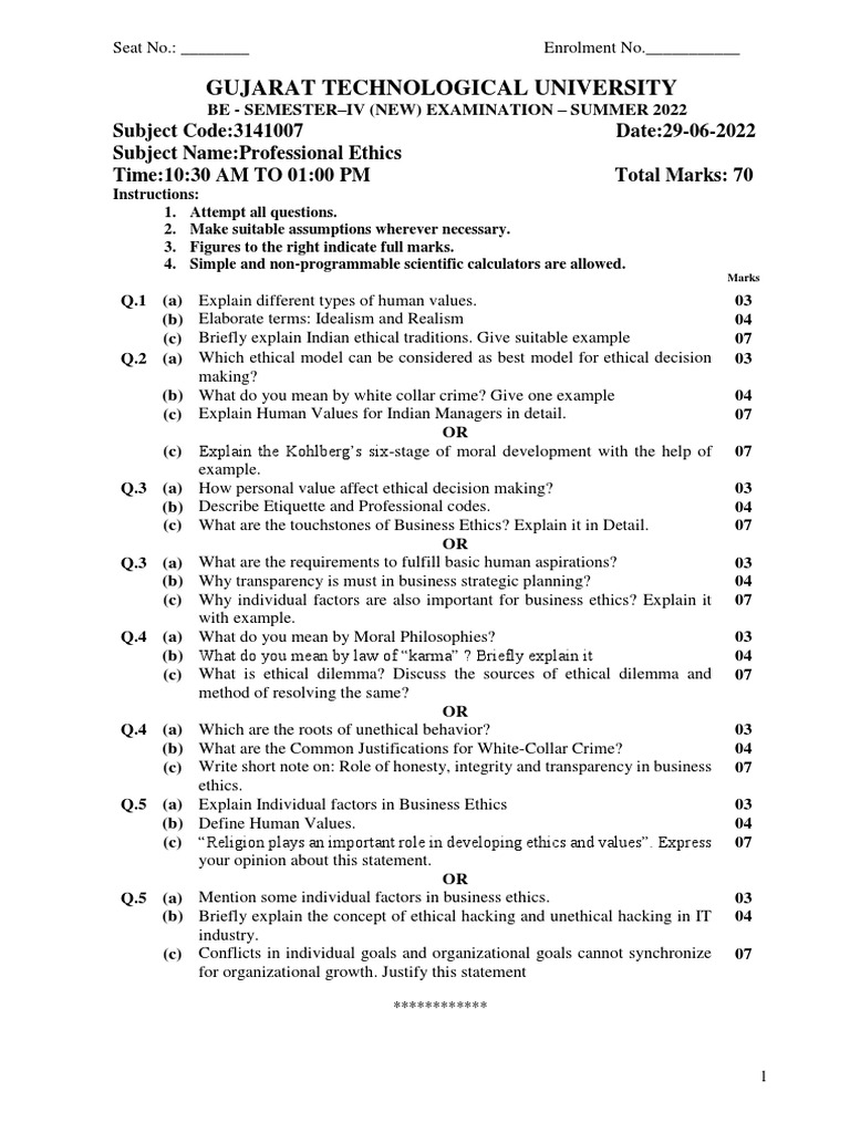 3141007-Summer 2022 | PDF | Business Ethics | Applied Ethics