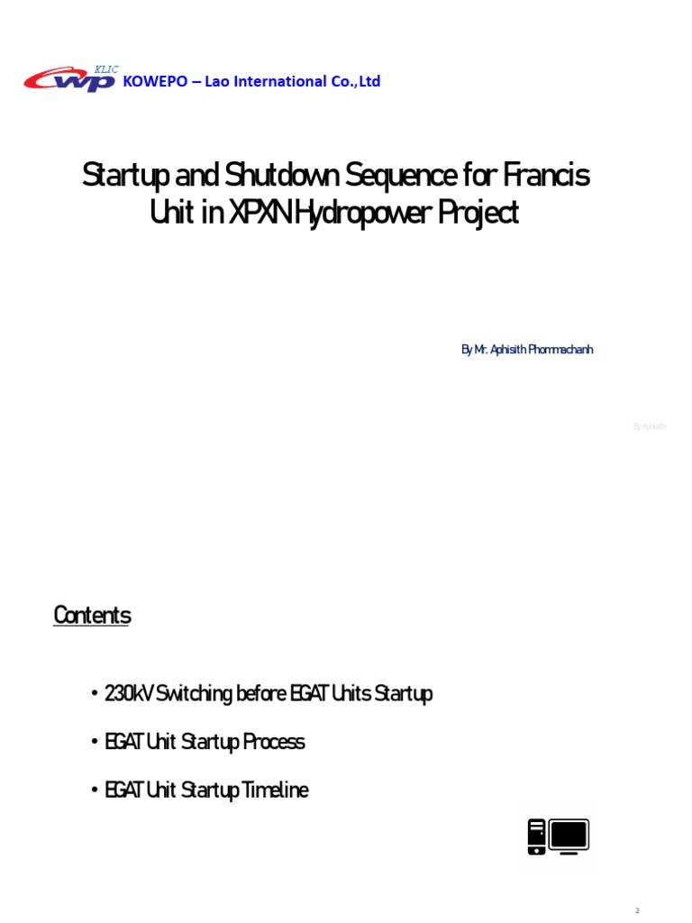 XPXN Francis Unit Start Up - Shutdown Sequence 120819 | PDF | Electrical Grid | Pump