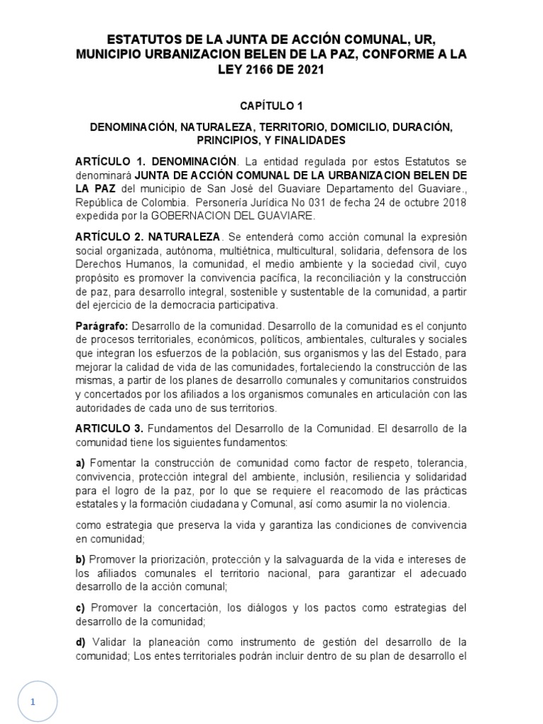 Modelo Estatutos Actualizados Jac (1) 2023 Si | PDF | Derecho
