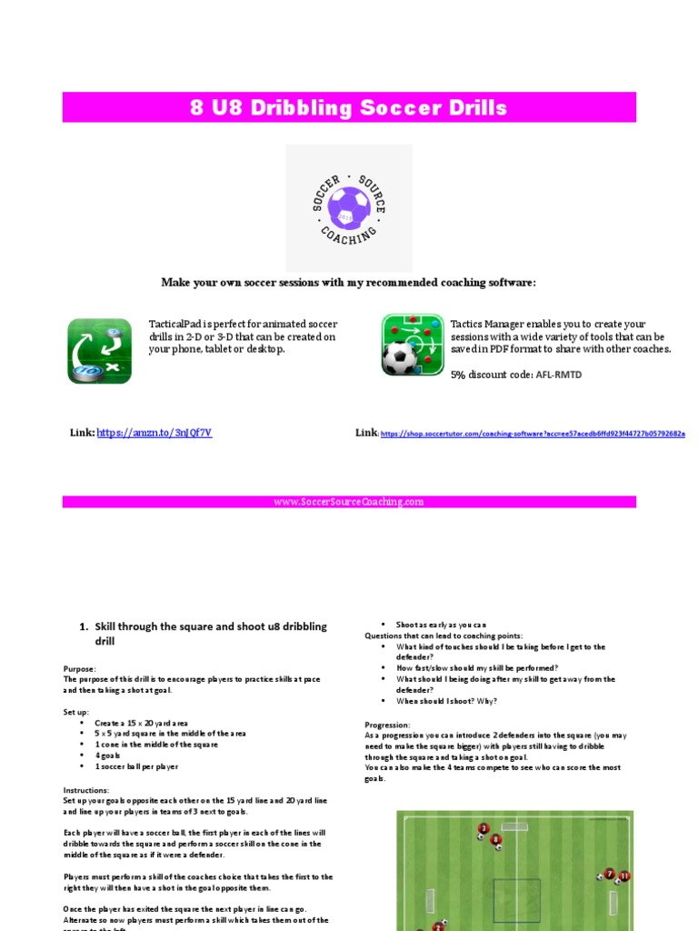 8 U8 Dribbling Soccer Drills | PDF | Association Football | Defender ...
