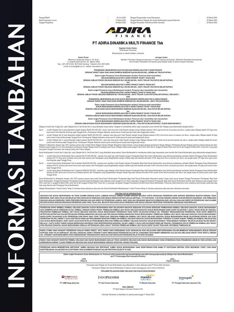 PT Adira Dinamika Multi Finance TBK: Id Id (Sy) | PDF