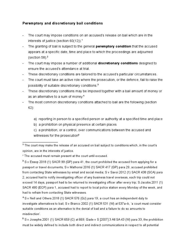 Discretionary Bail Conditions Explained | PDF | Bail | Arrest