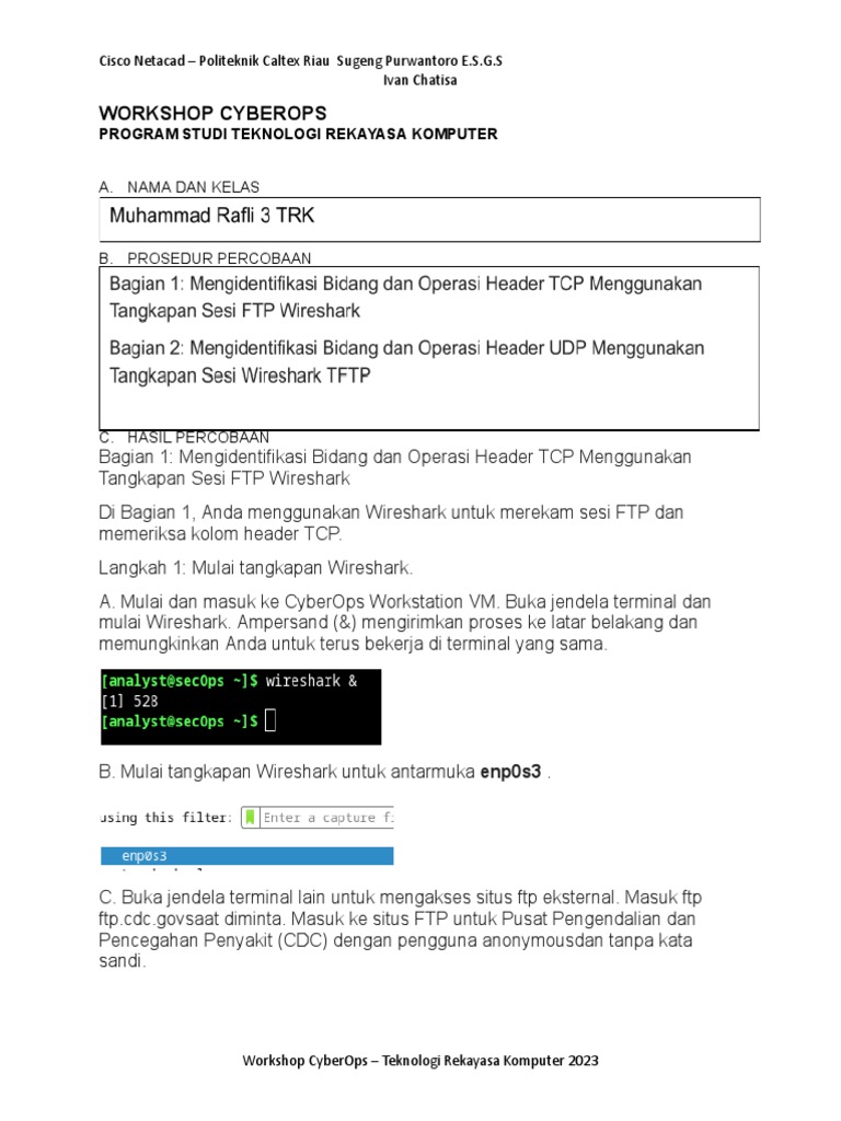 10.4.3-Using-Wireshark-To-Examine-Tcp-And-Udp-Captures - Muhammad Rafli - 3 TRK | PDF