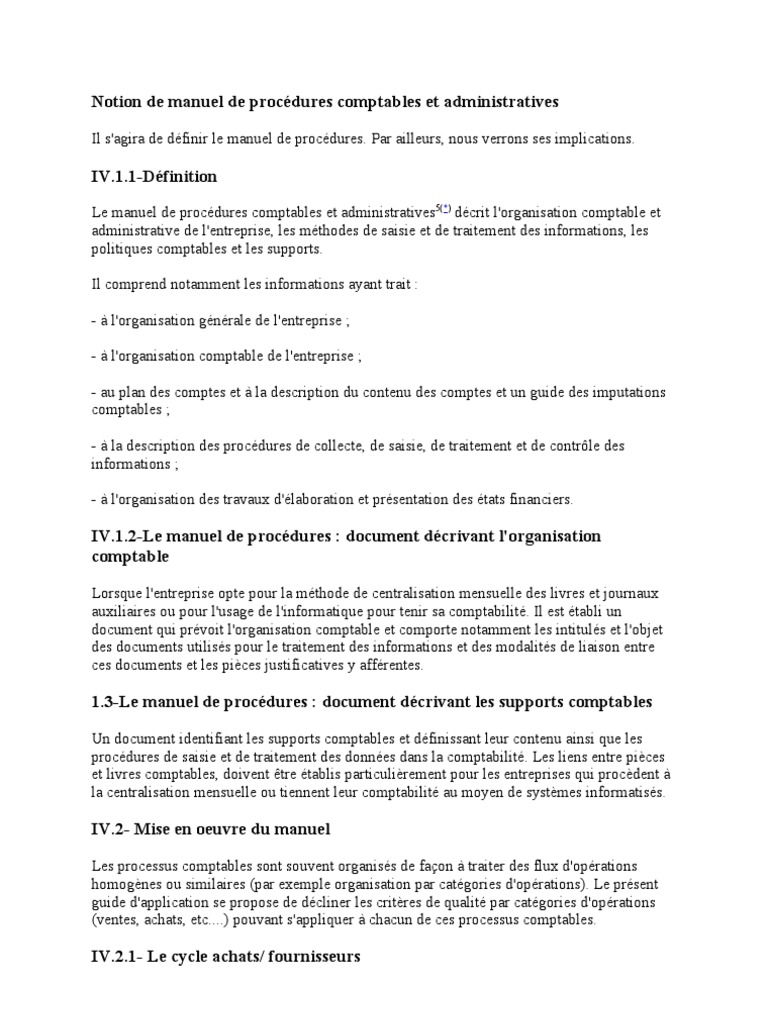 Notion de manuel de procédures comptables et administratives | Facture ...