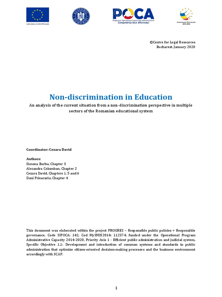 Study On Non Discrimination English Summary 2020 | PDF | Discrimination | Curriculum